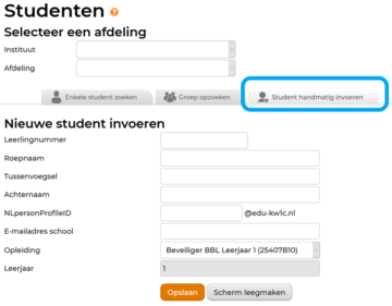 Student handmatig opvoeren – MBOwebshop.nl – Kennisbank